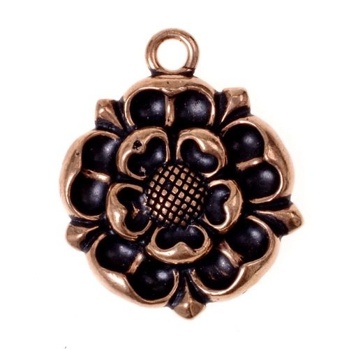 Tudor rose amulet, bronze - CelticWebMerchant.co.uk