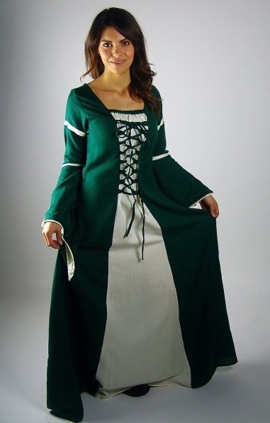 Dress Eleanora green-white - CelticWebMerchant.co.uk