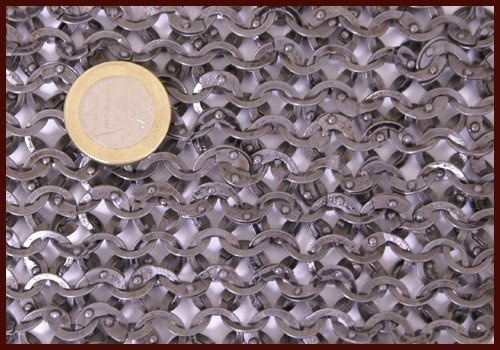 Chain mail piece, flat rings - round rivets, 20 x 20 cm ...