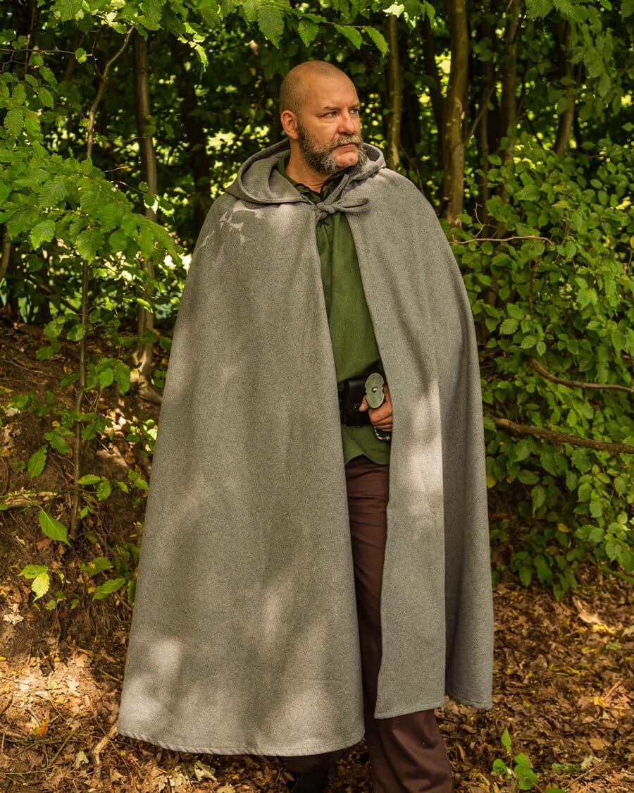 Medieval cloak Harun, wool, grey - CelticWebMerchant.co.uk