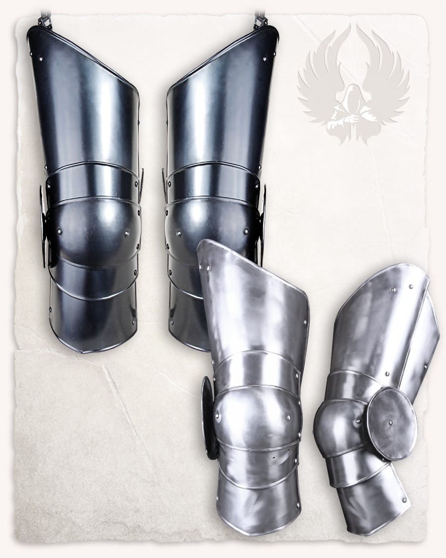 Leg armor Gustav, black - CelticWebMerchant.co.uk