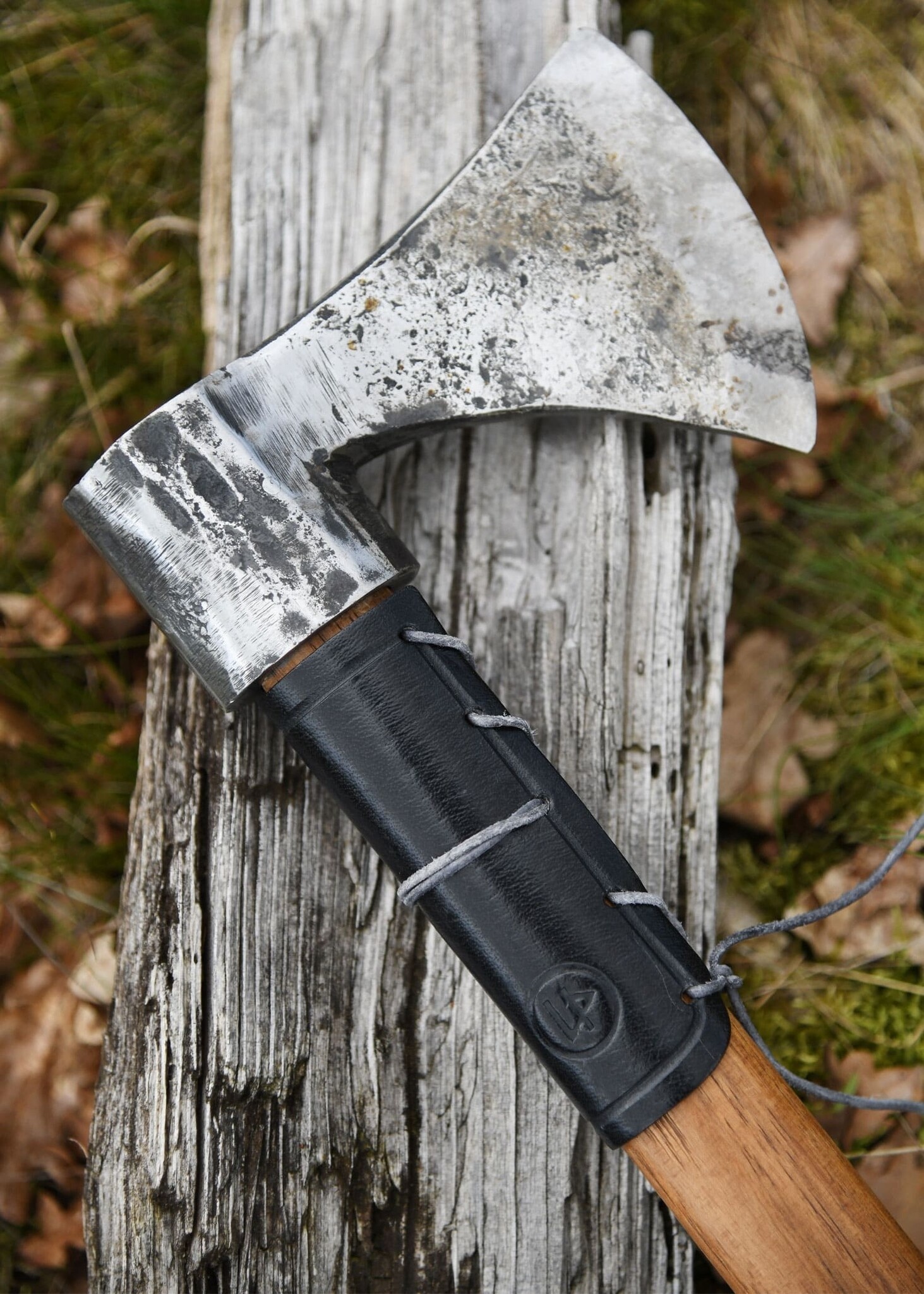 Leather axe guard, black - CelticWebMerchant.co.uk