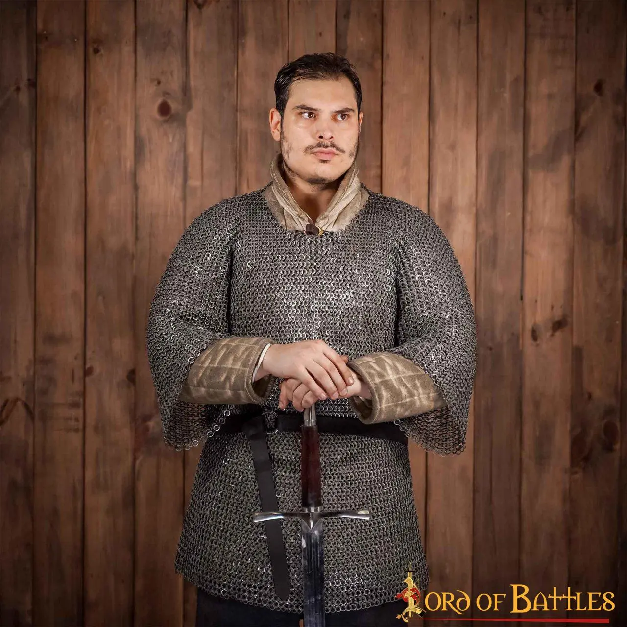 Chain mail haubergeon, mixed flat rings, round rivets, 9mm ...