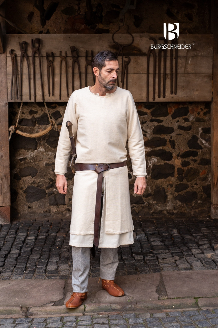 Long medieval tunic Arnaud, natural - CelticWebMerchant.co.uk