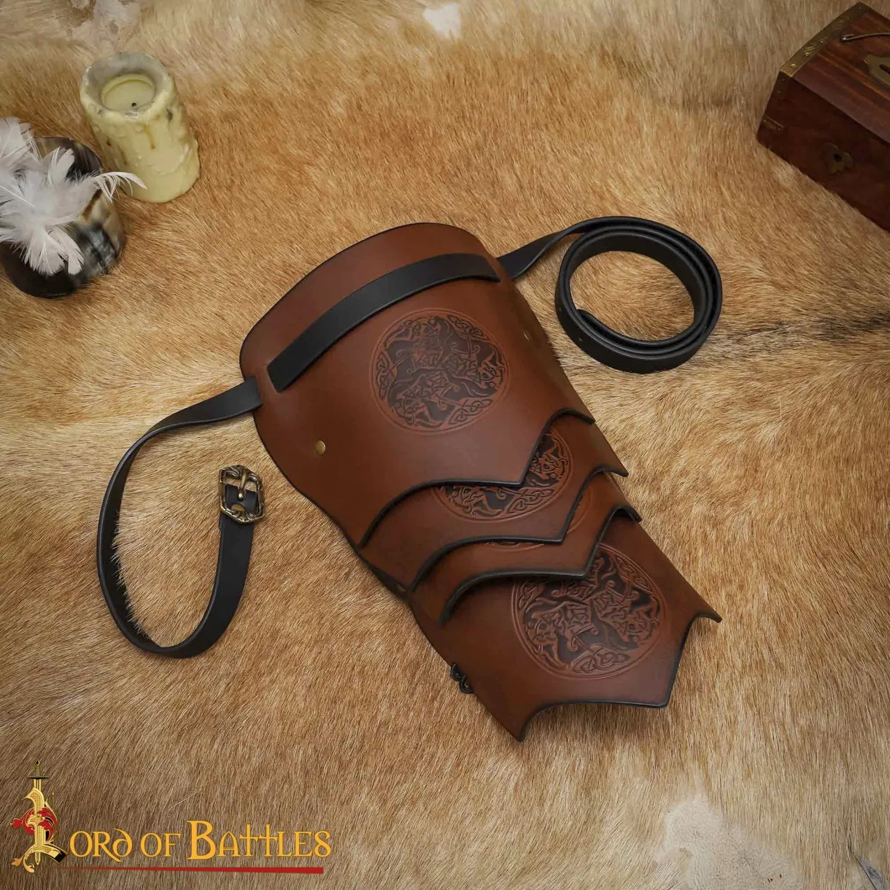 Leather pauldron Epona - CelticWebMerchant.co.uk