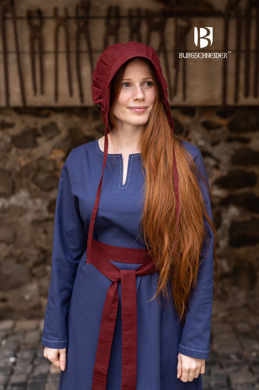 Medieval bonnet Emma, burgundy - CelticWebMerchant.co.uk