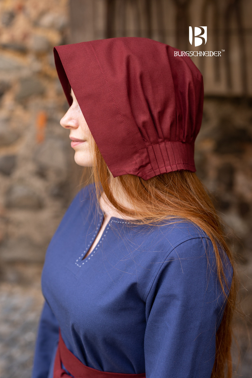 Medieval cap Helga, burgundy - CelticWebMerchant.co.uk