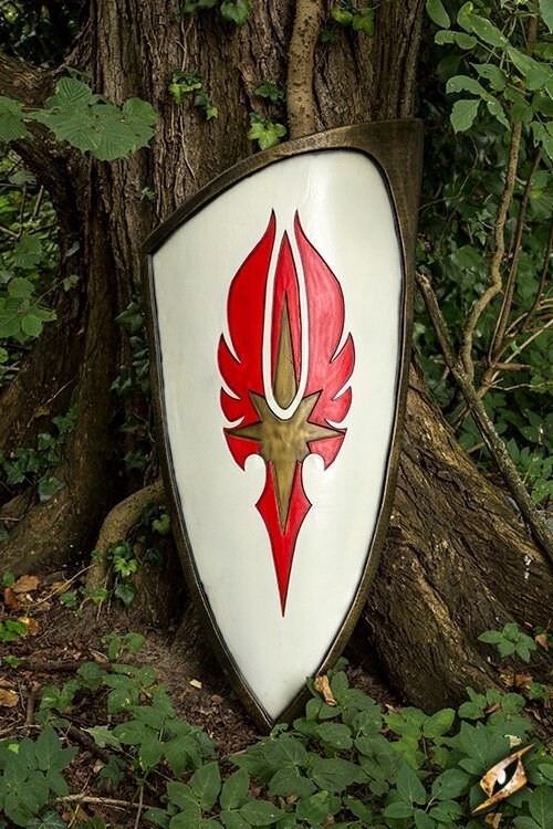 LARP red-white elven shield, 120 x 55 cm - CelticWebMerchant.co.uk