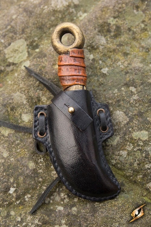 LARP skinner knife with holder, black - CelticWebMerchant.co.uk