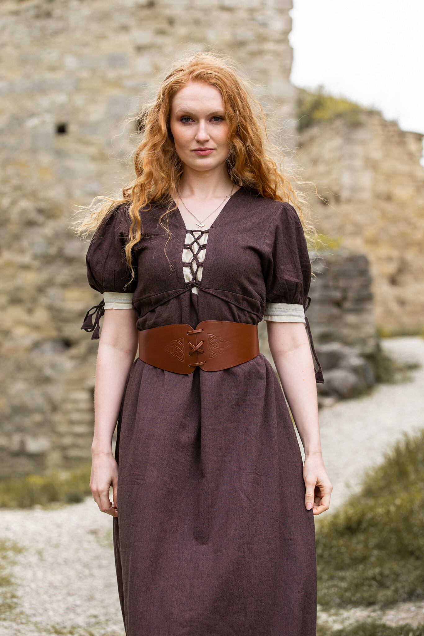 Medieval summer dress Denise, brown - CelticWebMerchant.co.uk
