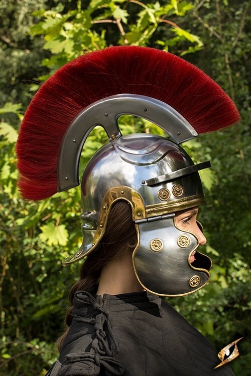 Roman legionary helmet with red crest - CelticWebMerchant.co.uk