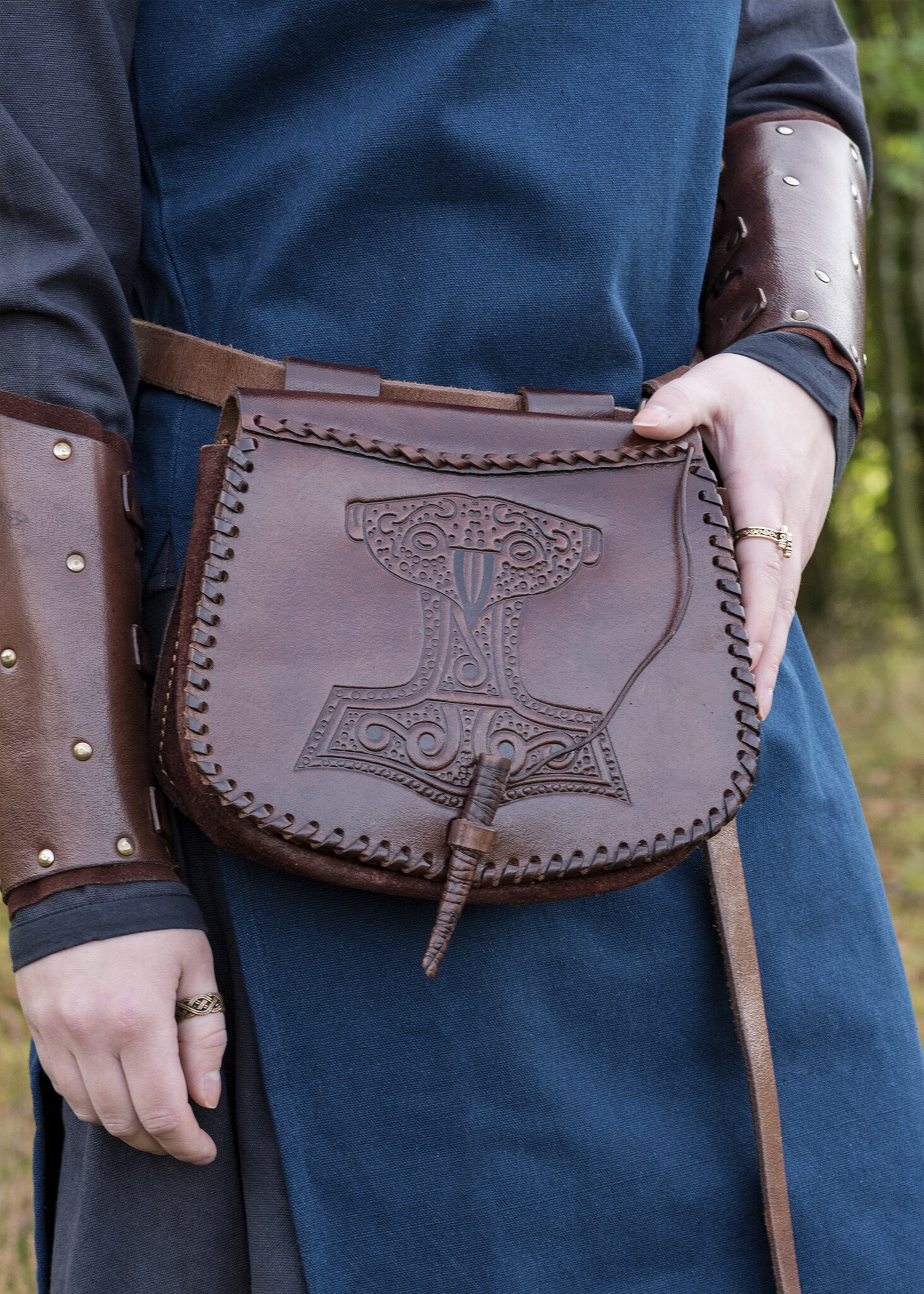 Leather Thor's hammer bag - CelticWebMerchant.co.uk