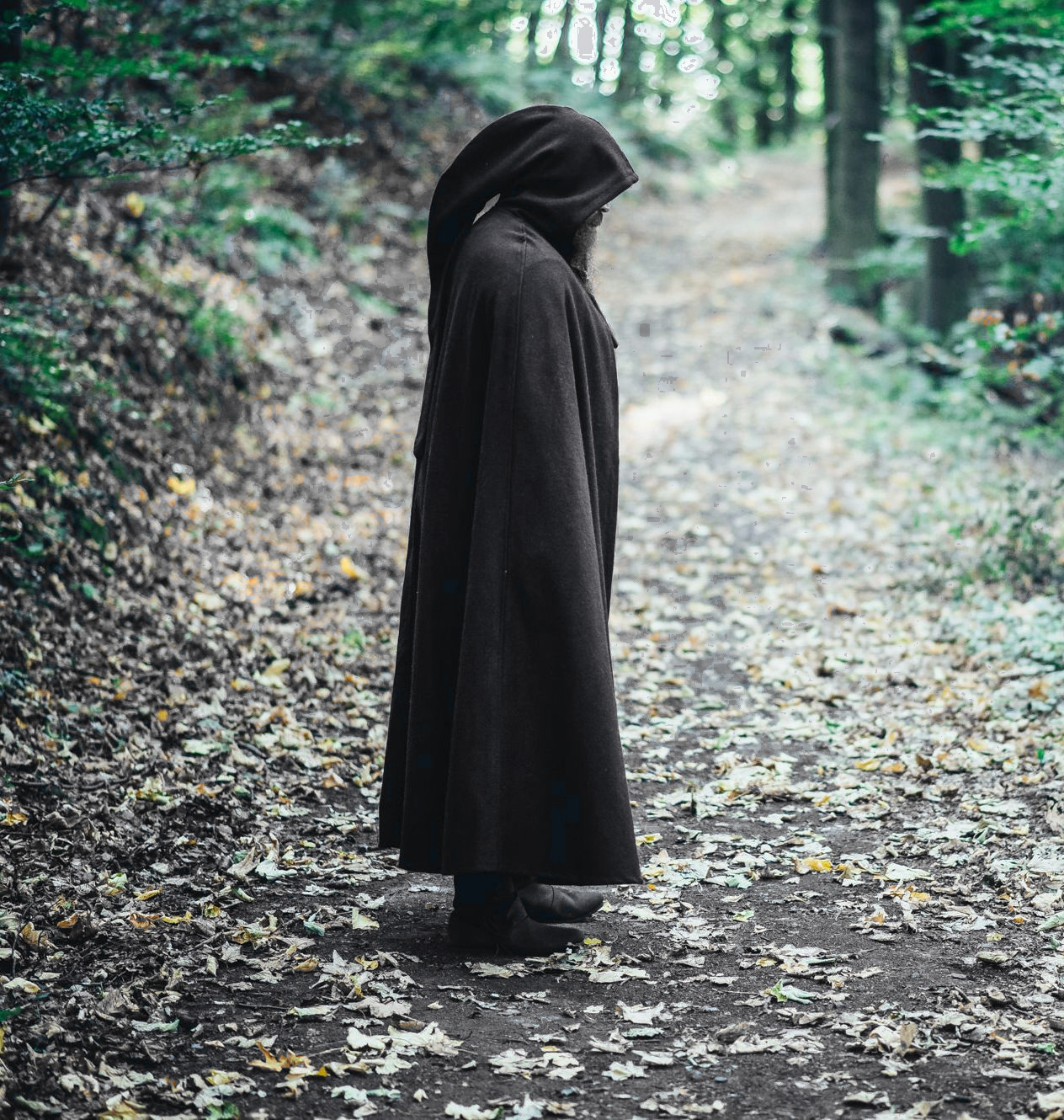 Medieval cloak with hood, black - CelticWebMerchant.co.uk