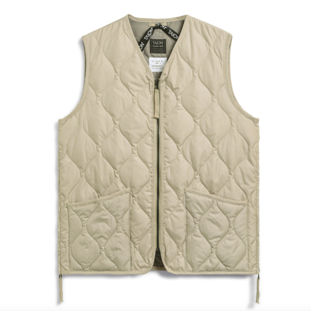 Taion Taion Military Zip V-Neck Vest Cream - Baretta The Hague - Denim ...