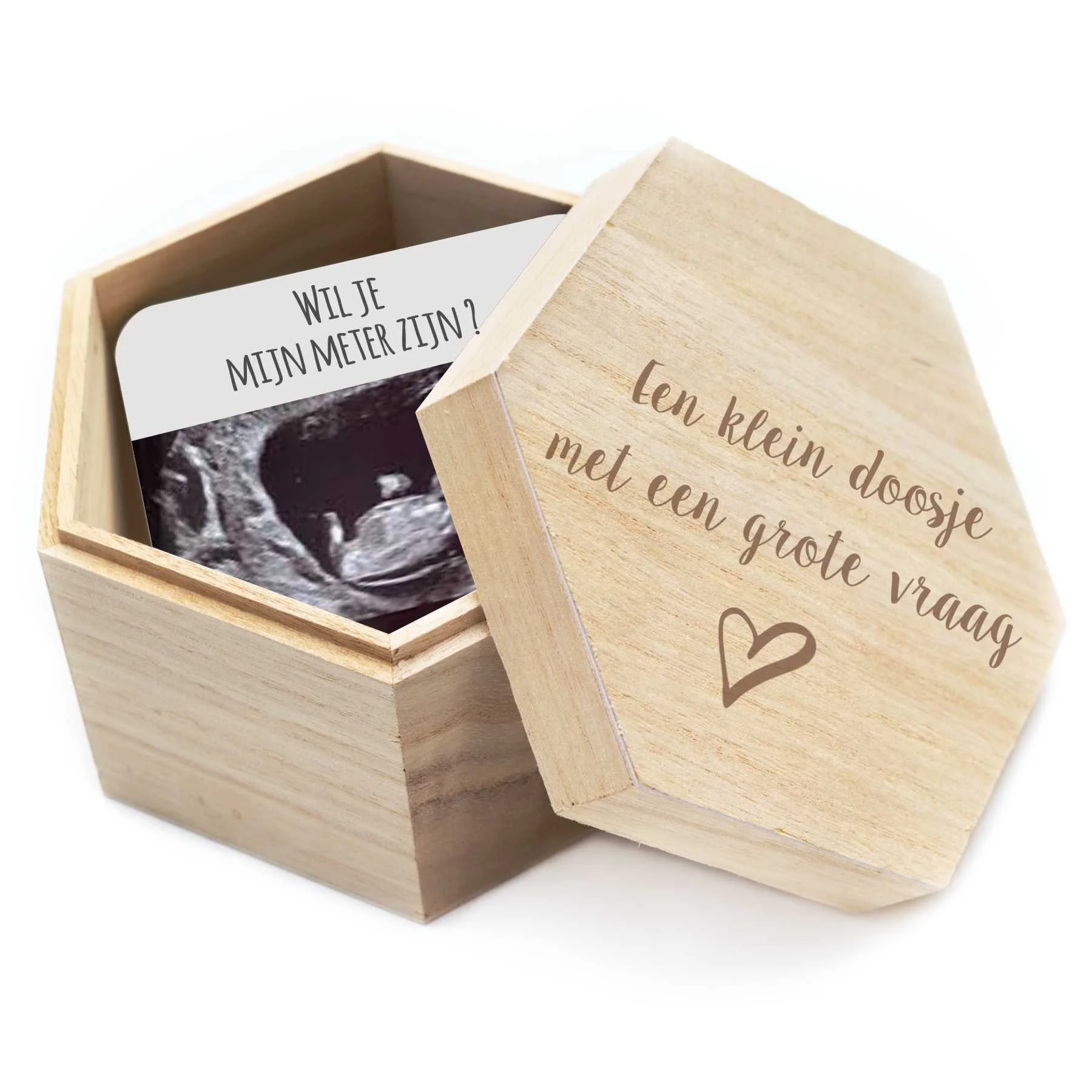 Houten doosje met een vraagje - gepersonaliseerd - Brianto cadeau ...