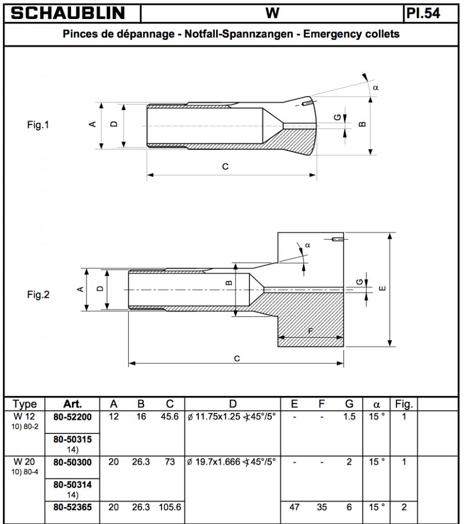 Schaublin W20 and W25 collets - Niels Machines