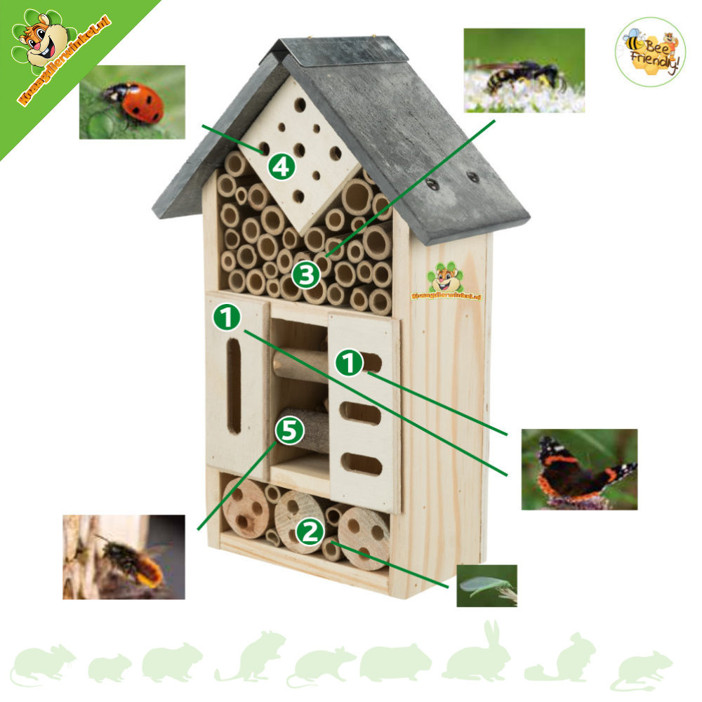 Insectenhotel 29 cm voor Vlinders, Bijen, Lieveheersbeestjes en meer ...