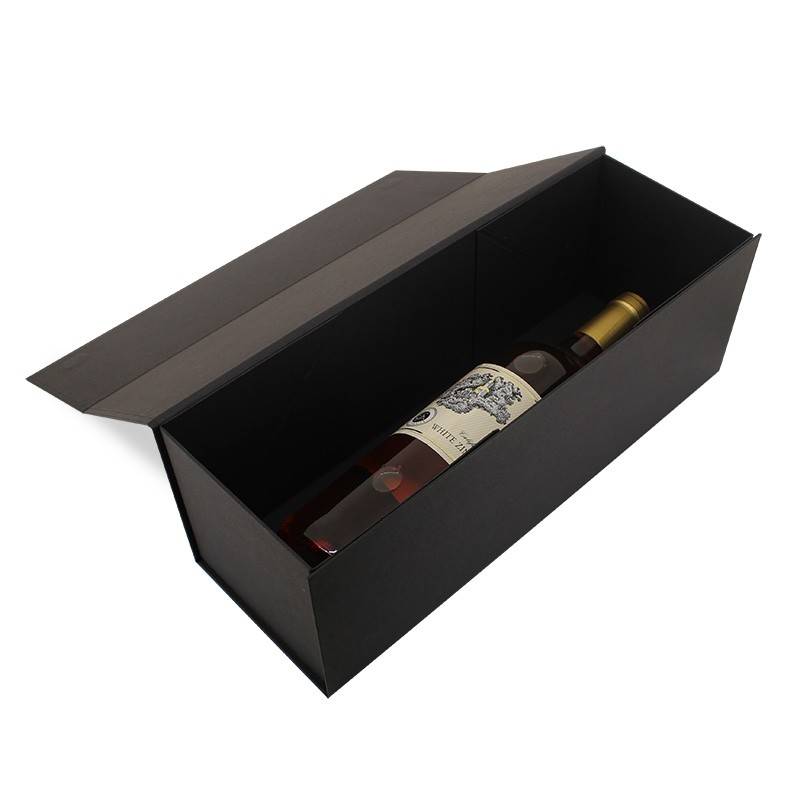 Luxe magneet doos zwart voor 1 fles - Glansbeek Draagtassen