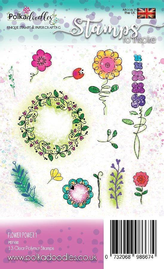 Polkadoodles Flower Power 1 Clear Stamps (PD7490) - Paperpads.nl