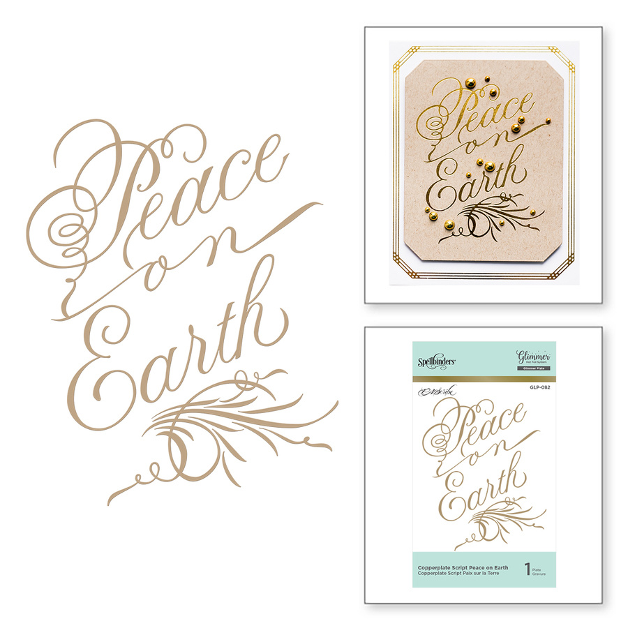 Spellbinders Script Peace on Earth Hot Foil Plate (GLP-082) - Paperpads.nl