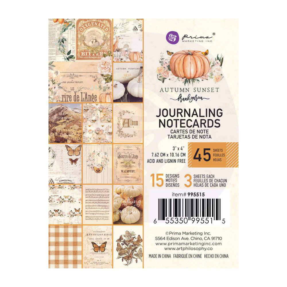 Prima Marketing Inc Autumn Sunset 3x4 Inch Journaling Cards (995515 ...