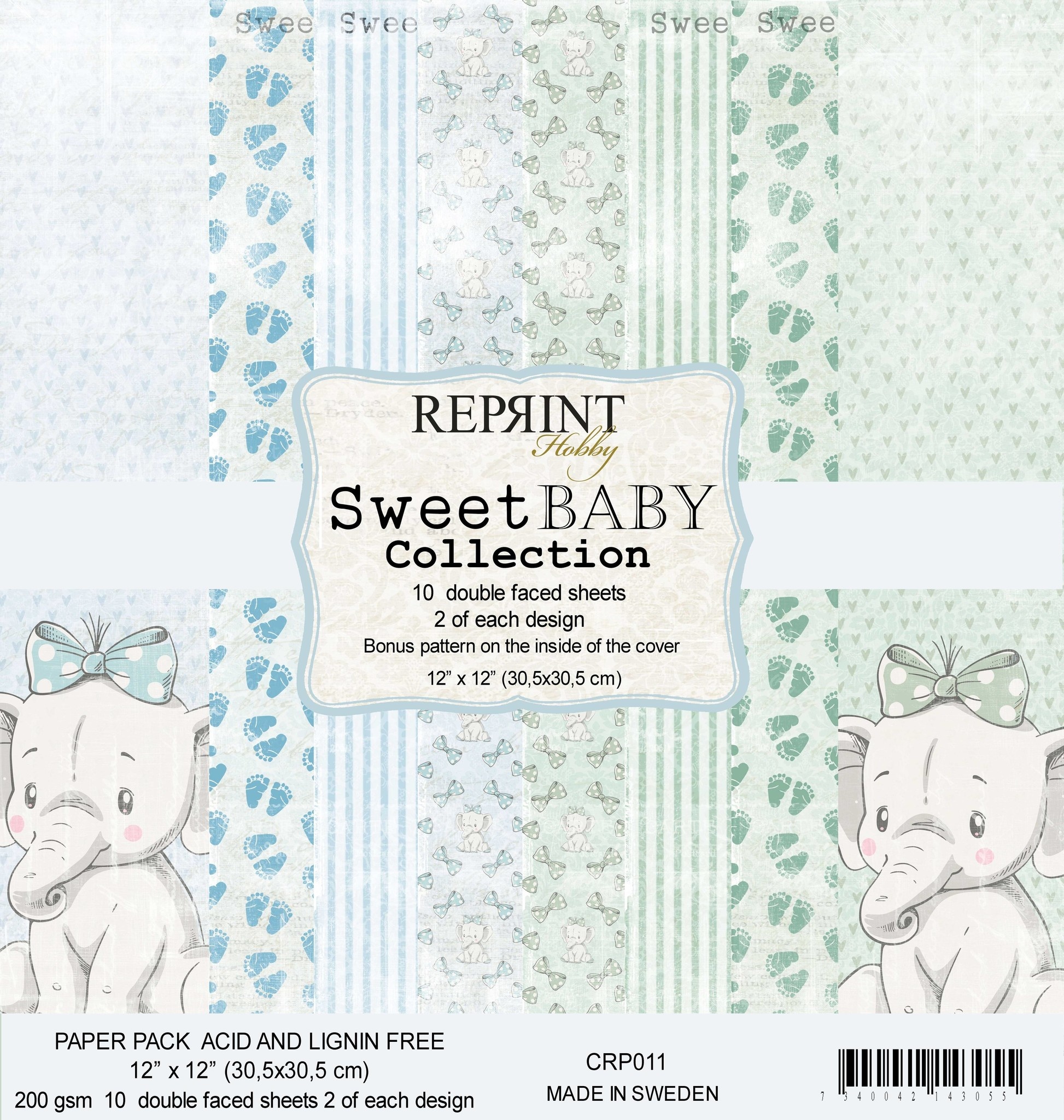 Reprint Sweet Baby Blue 12x12 Inch Paper Pack (CRP011) - Paperpads.nl
