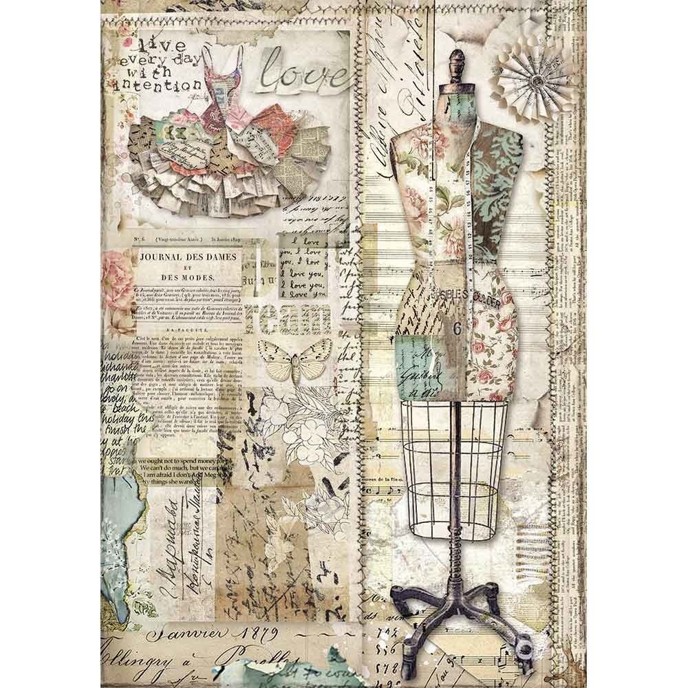 Stamperia Rice Paper A4 Imagine Mannequin (DFSA4442) - Paperpads.nl