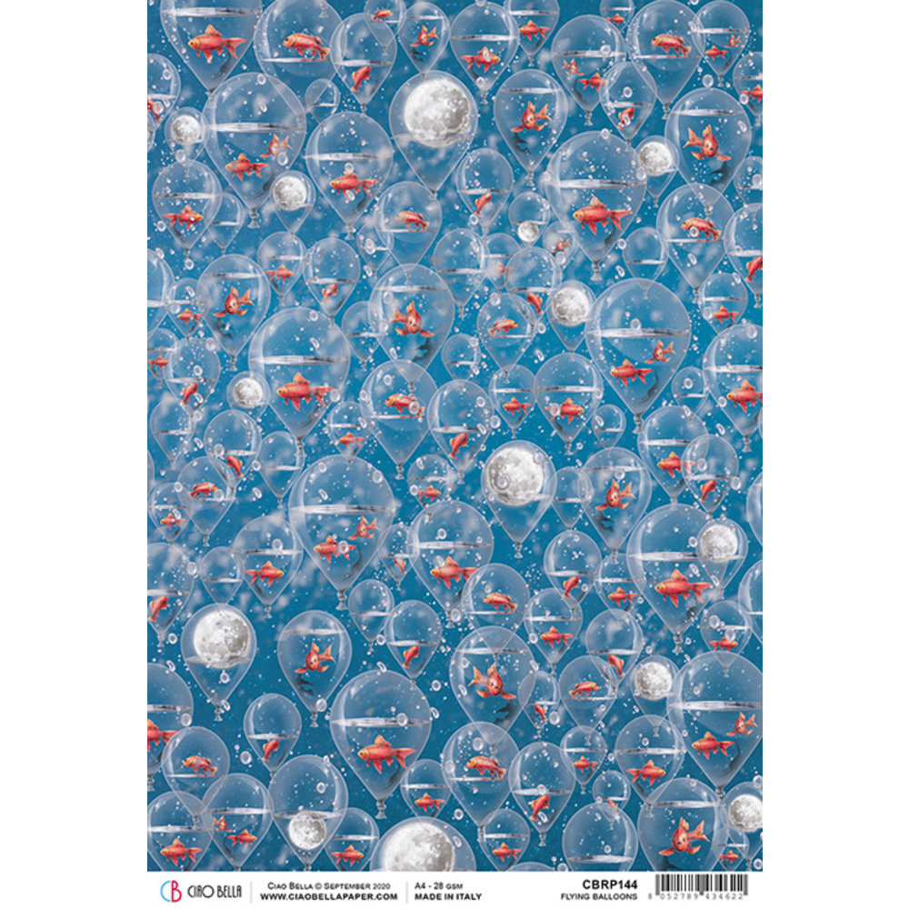 Ciao Bella Papercrafting Moon & Me Flying Balloons A4 Piuma Rice Paper ...