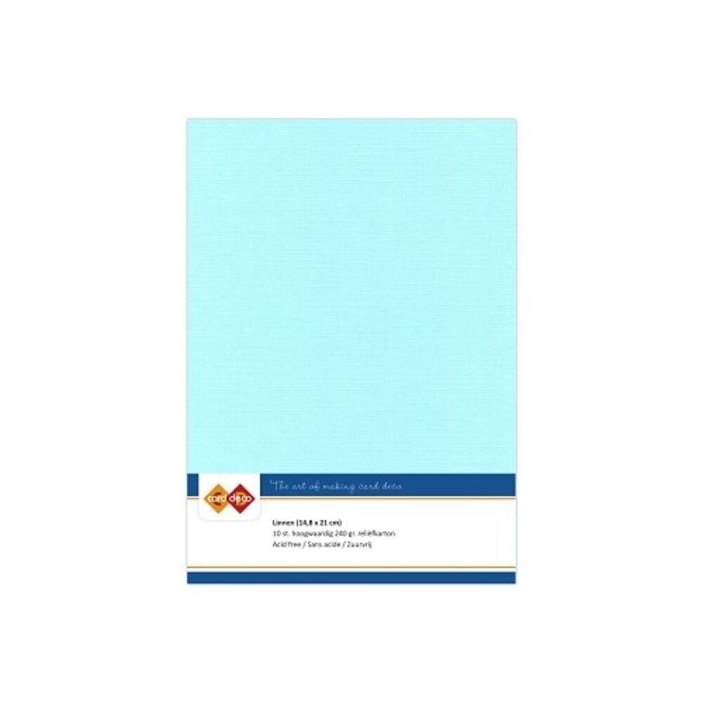Card Deco Linen Cardstock Light Blue 10 Vel A5 (LKK-A528) - Paperpads.nl