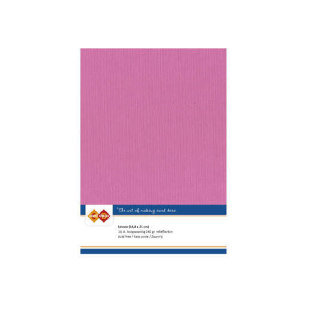 Card Deco Linen Cardstock Bright Pink 10 Vel A5 (LKK-A549) - Paperpads.nl