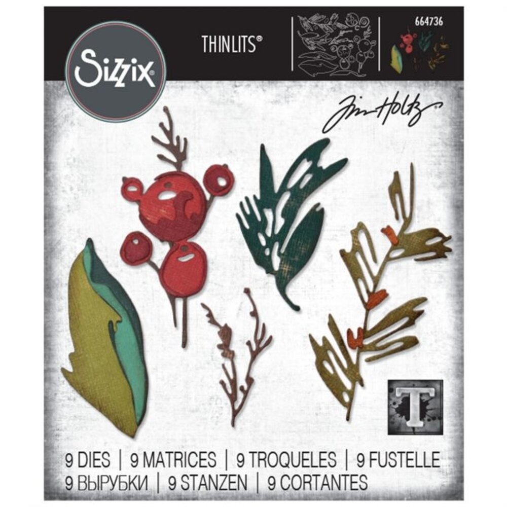 Sizzix Thinlits Alterations Die Set 9PK Holiday Brushstroke (664736) - Paperpads.nl