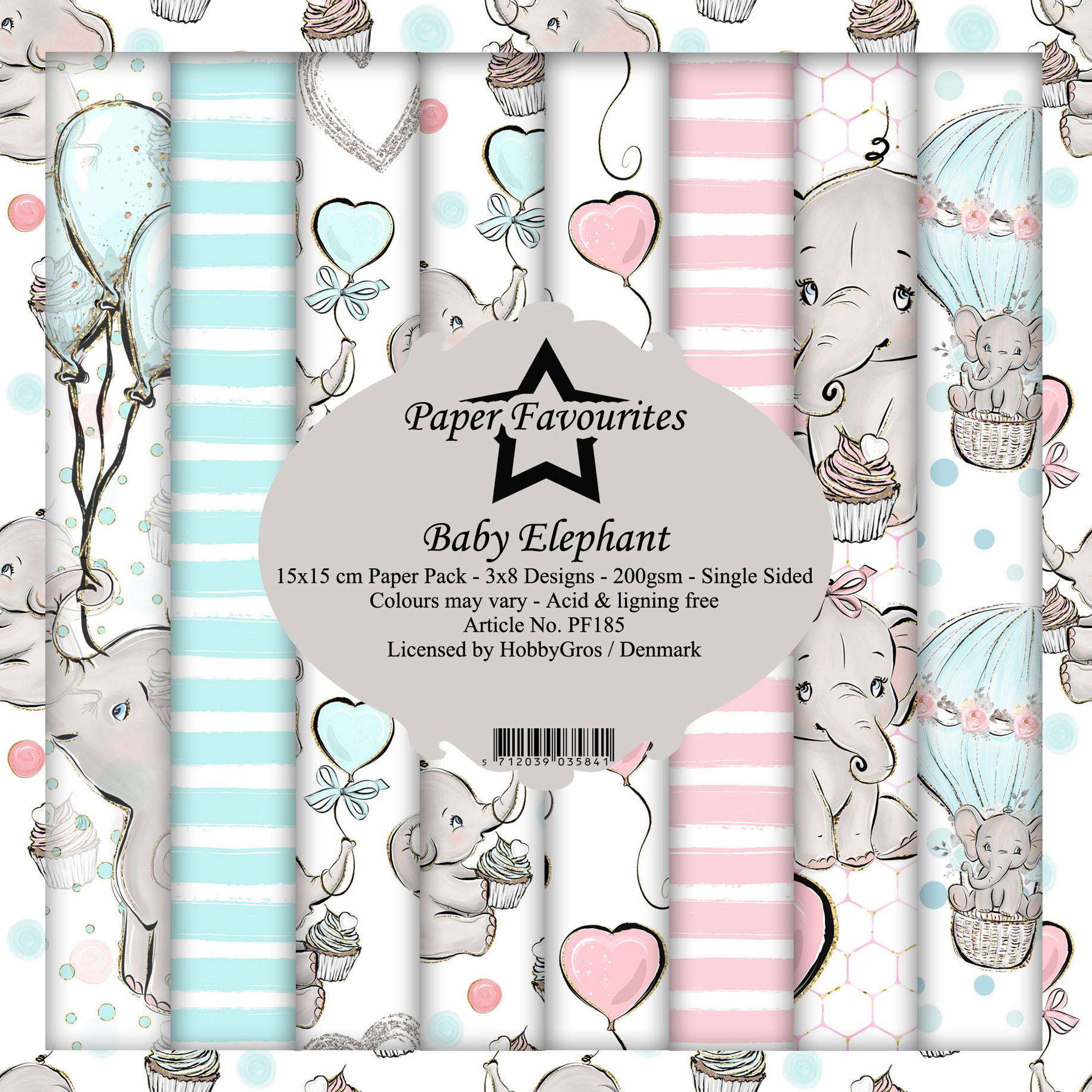 Paper Favourites Baby Elephant 6x6 Inch Paper Pack (PF185) - Paperpads.nl