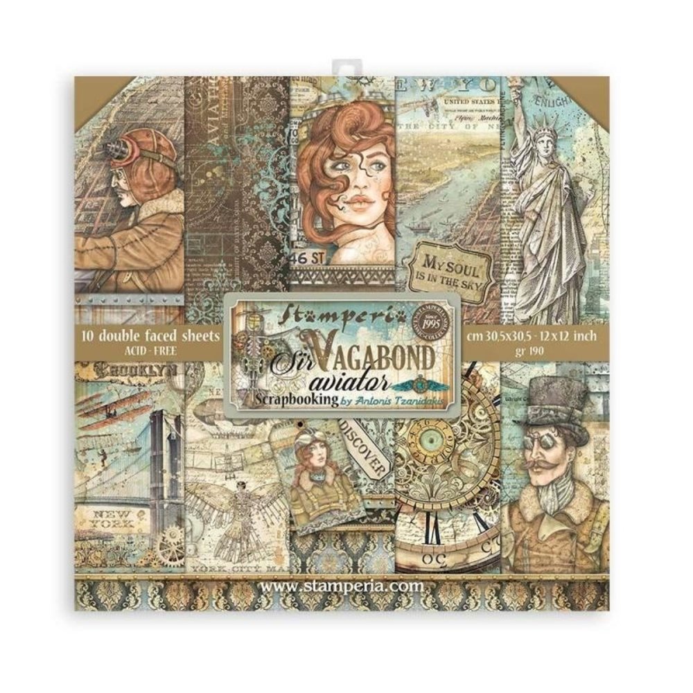 Stamperia Sir Vagabond Aviator 12x12 Inch Paper Pack (SBBL112 ...