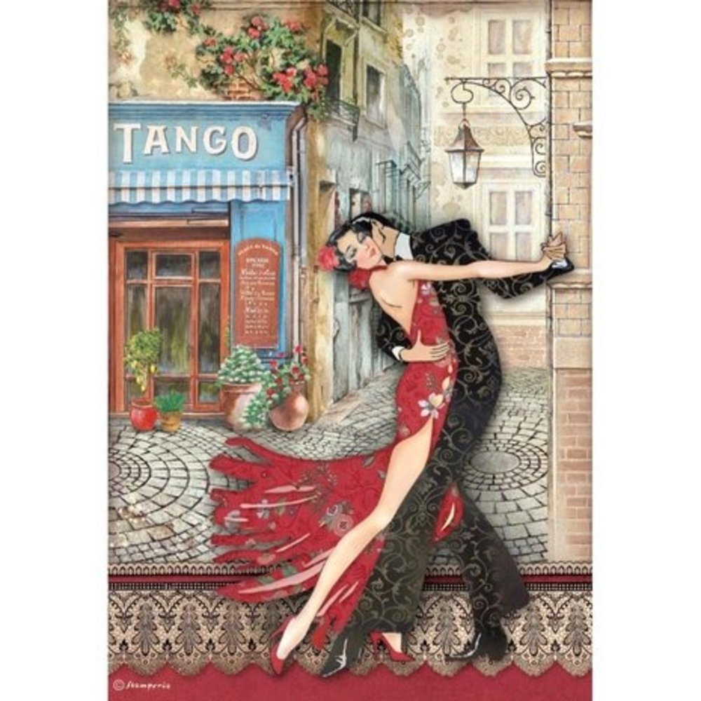 Stamperia Desire Tango Rice Paper A4 (DFSA4717) - Paperpads.nl