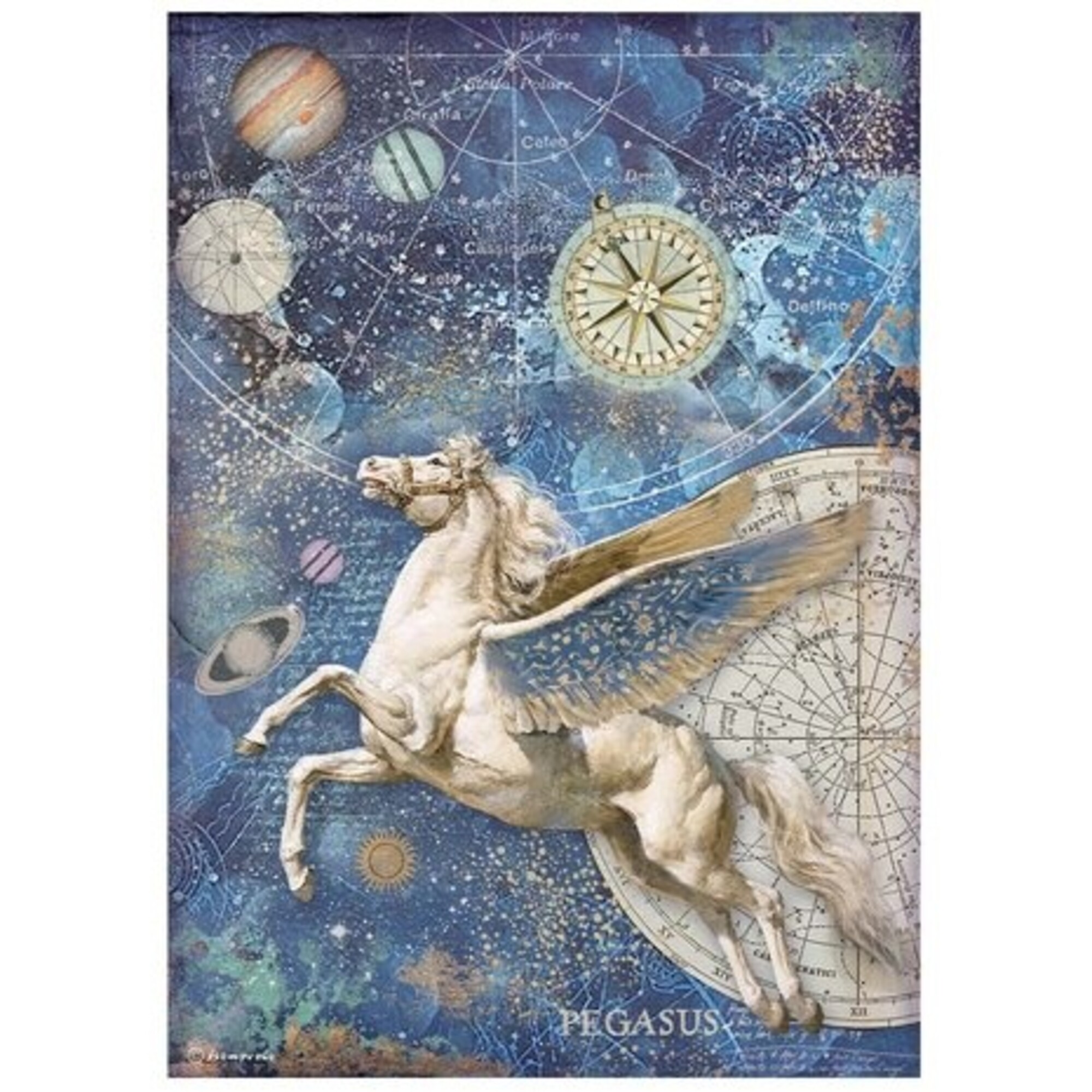 Stamperia Cosmos Infinity Pegasus Rice Paper A4 (DFSA4721) - Paperpads.nl