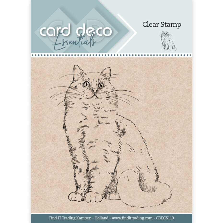 Card Deco Clear Stamp Cat (CDECS119) - Paperpads.nl
