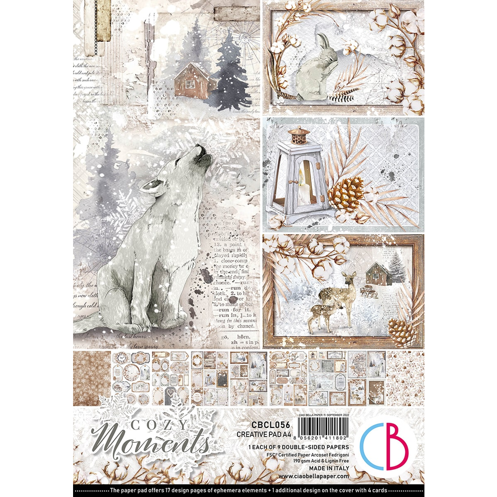 Ciao Bella Papercrafting Cozy Moments A4 Creative Pad (CBCL056) - Paperpads.nl