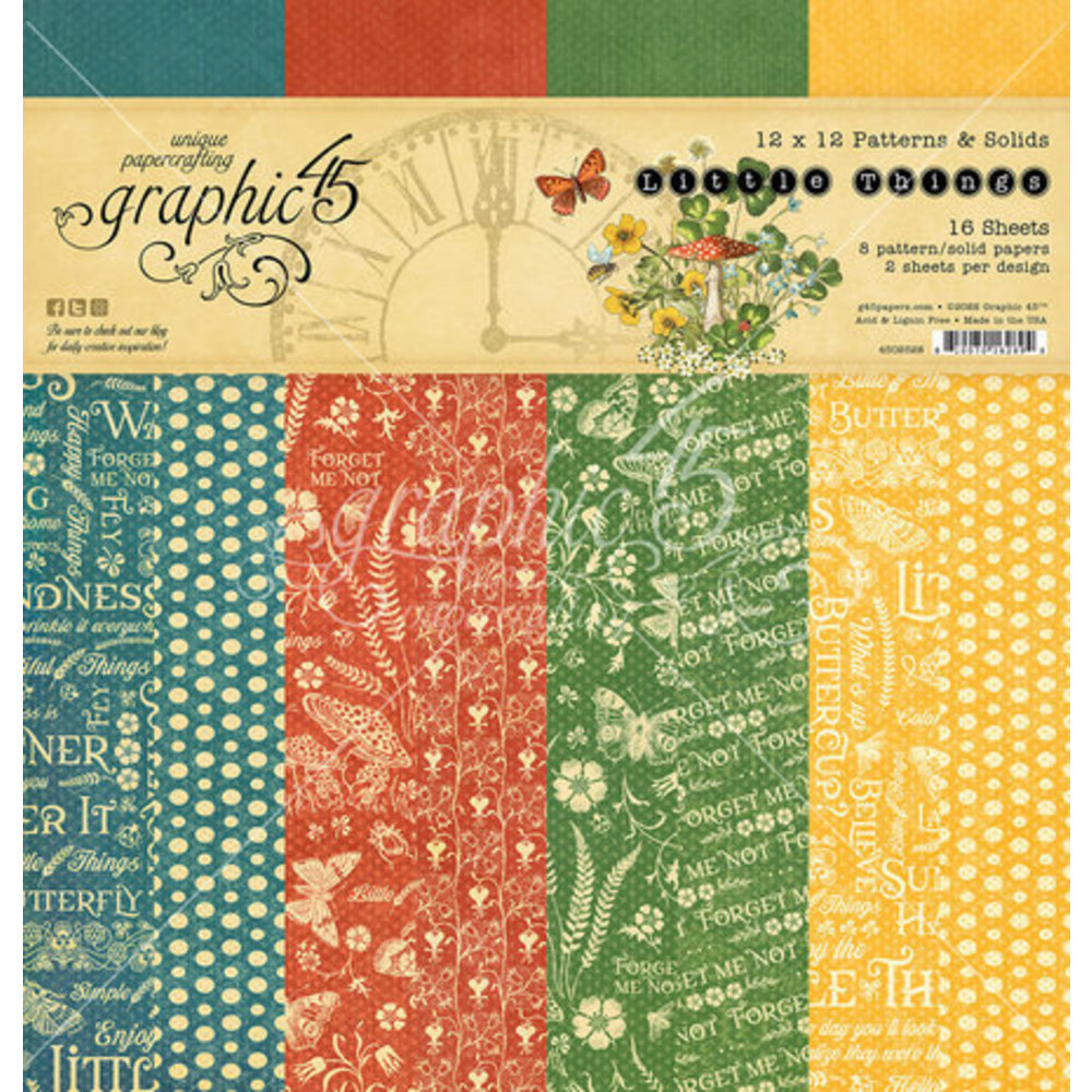 Graphic 45 Little Things 12x12 Inch Patterns & Solids Paper Pack (4502 ...