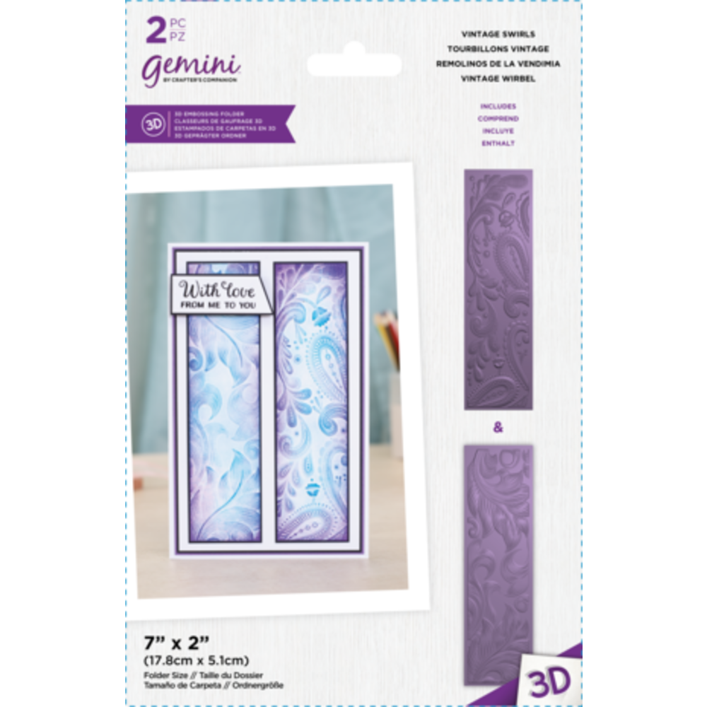 Gemini Floral Panel 3D Embossing Folder Vintage Swirls (GEM-EF2-3D-VIS ...