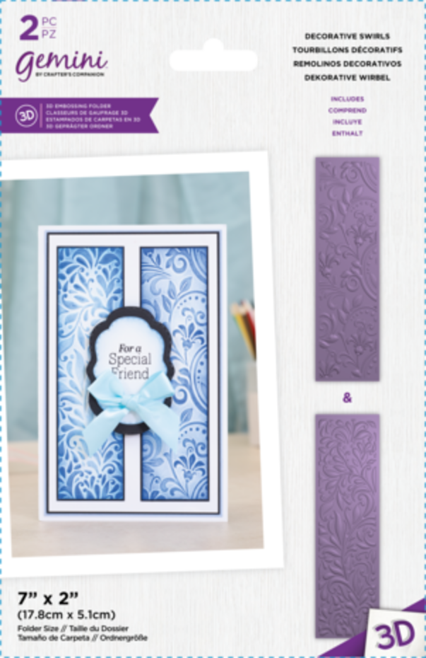 Gemini Floral Panel 3D Embossing Folder Decorative Swirls (GEM-EF2-3D ...