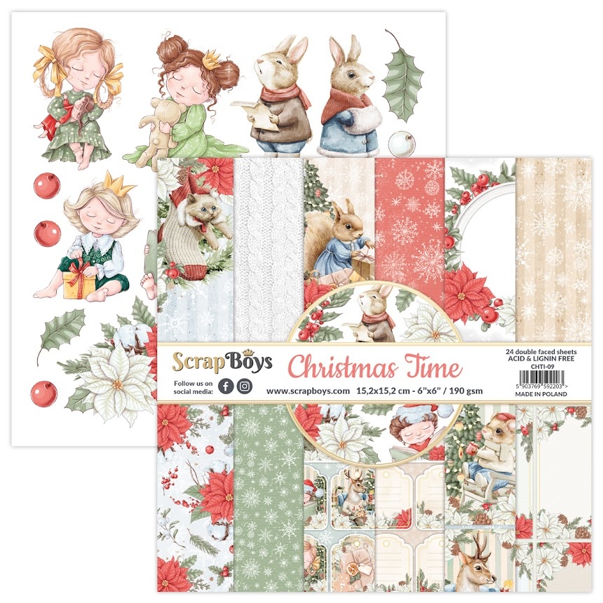 ScrapBoys Christmas Time 6x6 Inch Paper Pad (CHTI-09) - Paperpads.nl