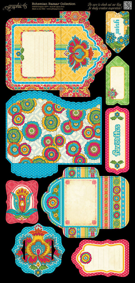 Graphic 45 Bohemian Bazaar Tags & Pockets (4500712) - Paperpads.nl