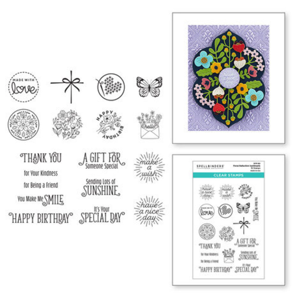Spellbinders Floral Reflection Sentiments Clear Stamp (STP-162 ...