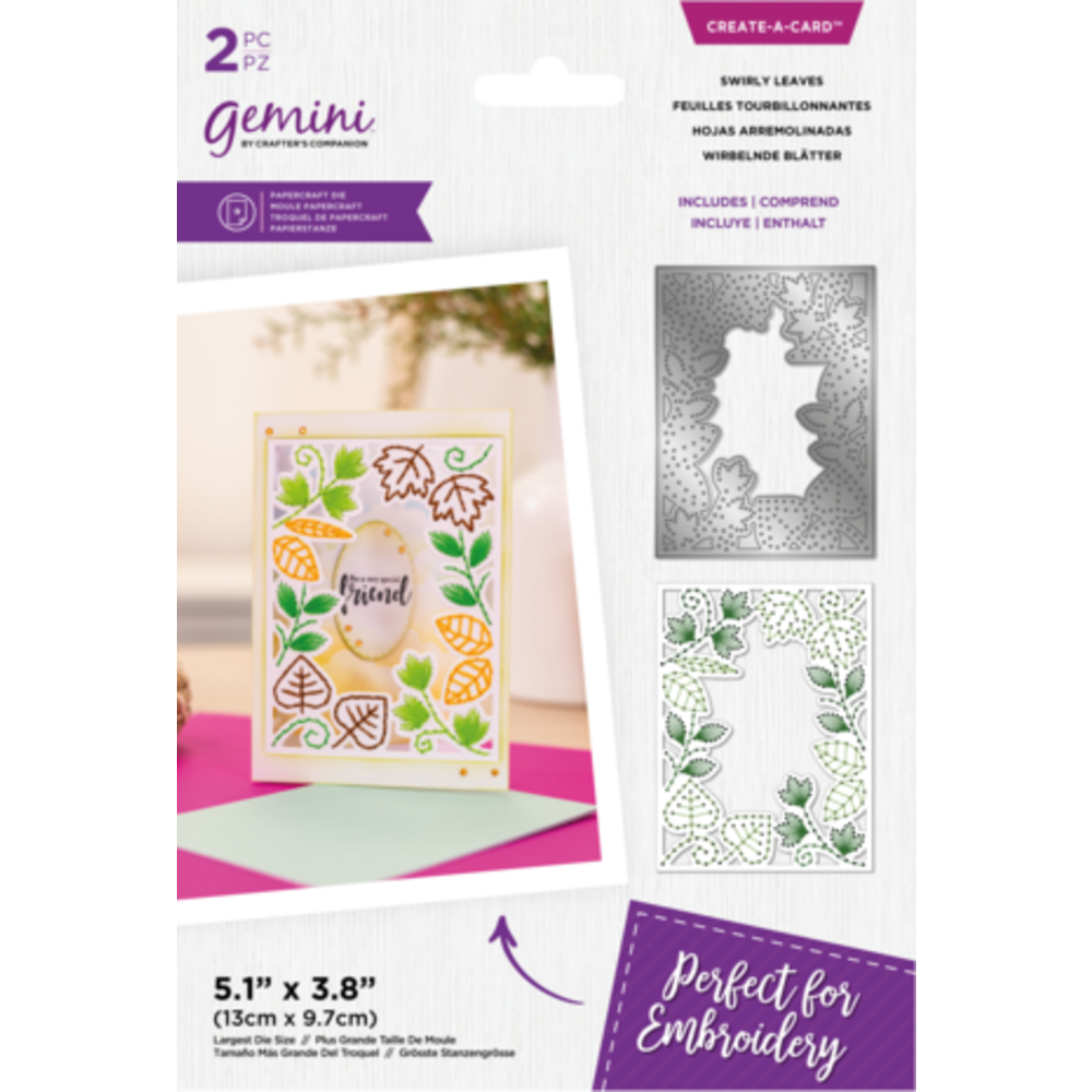 Gemini Embroidery Frame Swirly Leaves Create-a-Card Dies (GEM-MD-CAD-S ...