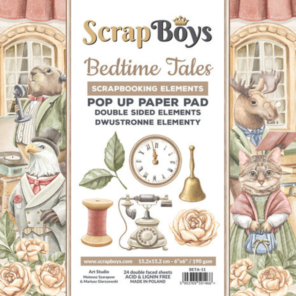 ScrapBoys Bedtime Tales 6x6 Inch Pop Up Paper Pad (BETA-11) - Paperpads.nl