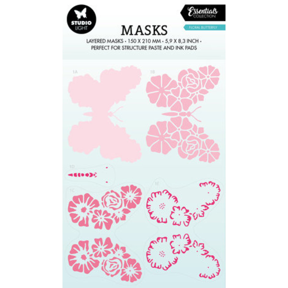 Studio Light Essentials Floral Butterfly A5 Masking Stencil (SL-ES-MAS ...
