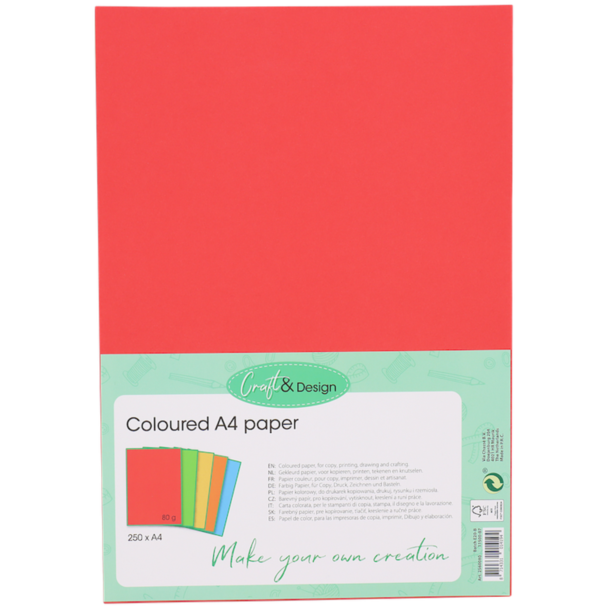 Craft & Design Coloured Paper A4 Bright (2560080) - Paperpads.nl