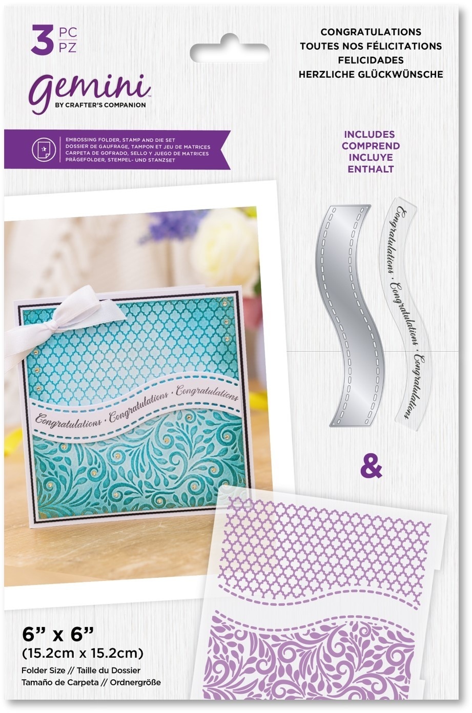 Gemini Congratulations Embossing Folder, Stamp & Die Set (GEM-EF6-CONG ...