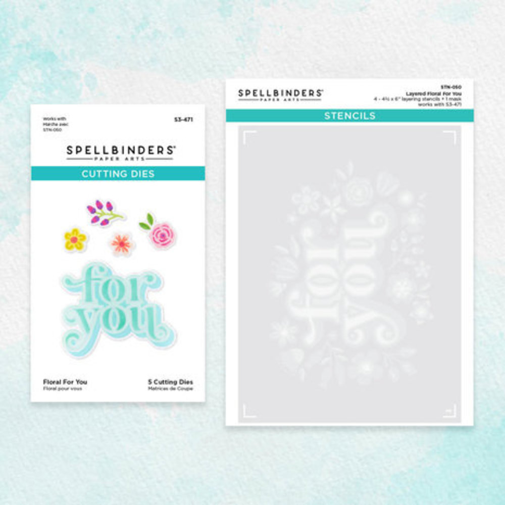 Spellbinders Layered Stencil Collection Floral For You Stencil & Die B ...