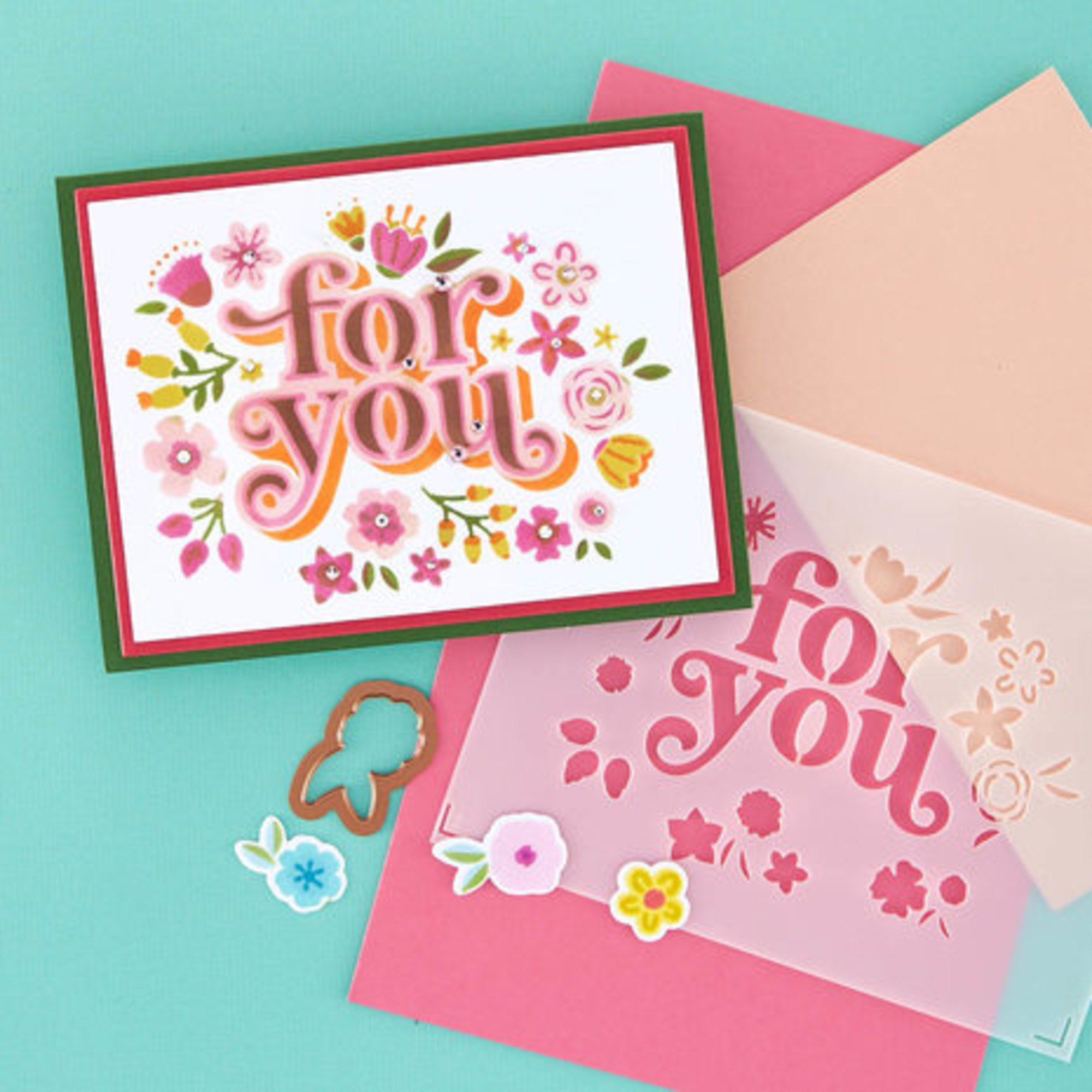Spellbinders Layered Stencil Collection Floral For You Stencil & Die B ...
